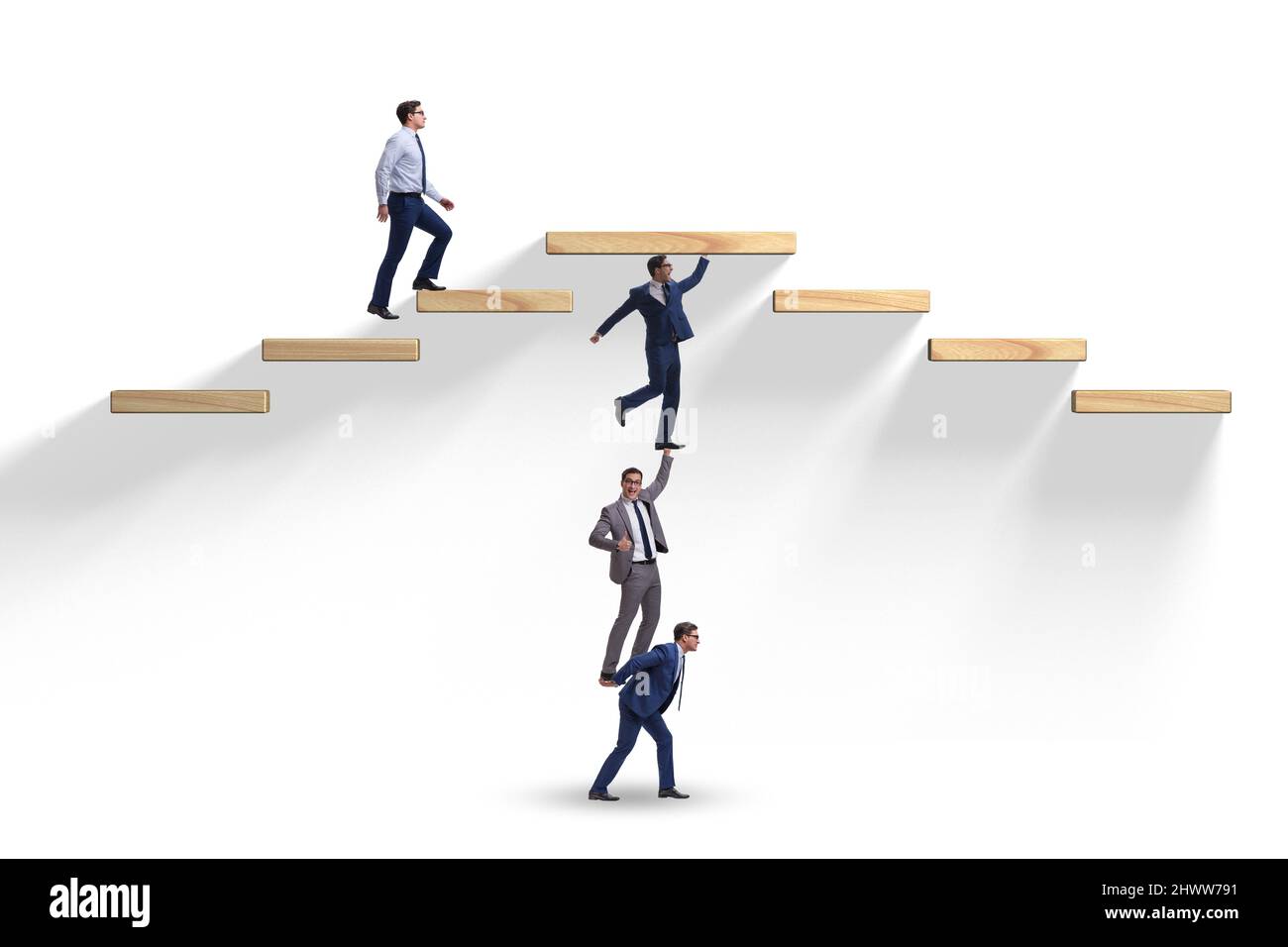 Teamwork concept with the businessmen helping each other Stock Photo ...