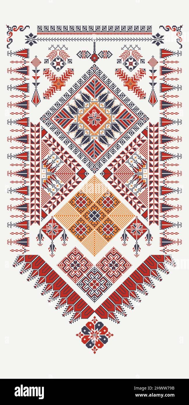 Vector tatreez ornament, traditional Palestinian embroidery pattern ...