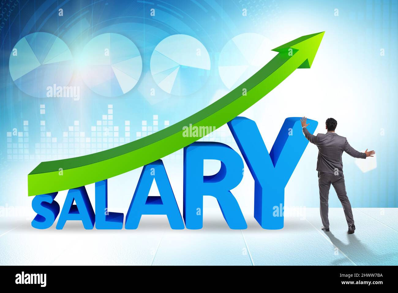 Salary increase concept with the businessman Stock Photo - Alamy
