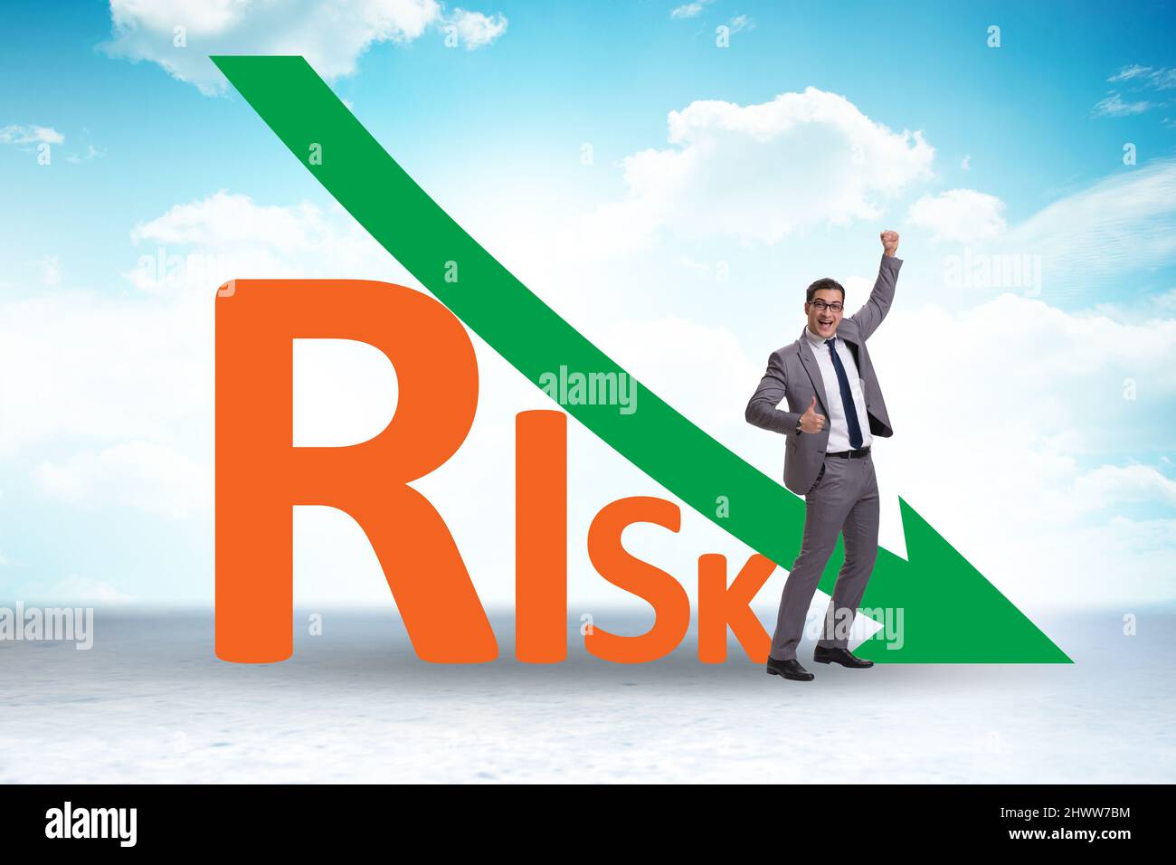 Risk reduction and mitigation concept with the businessman Stock Photo ...