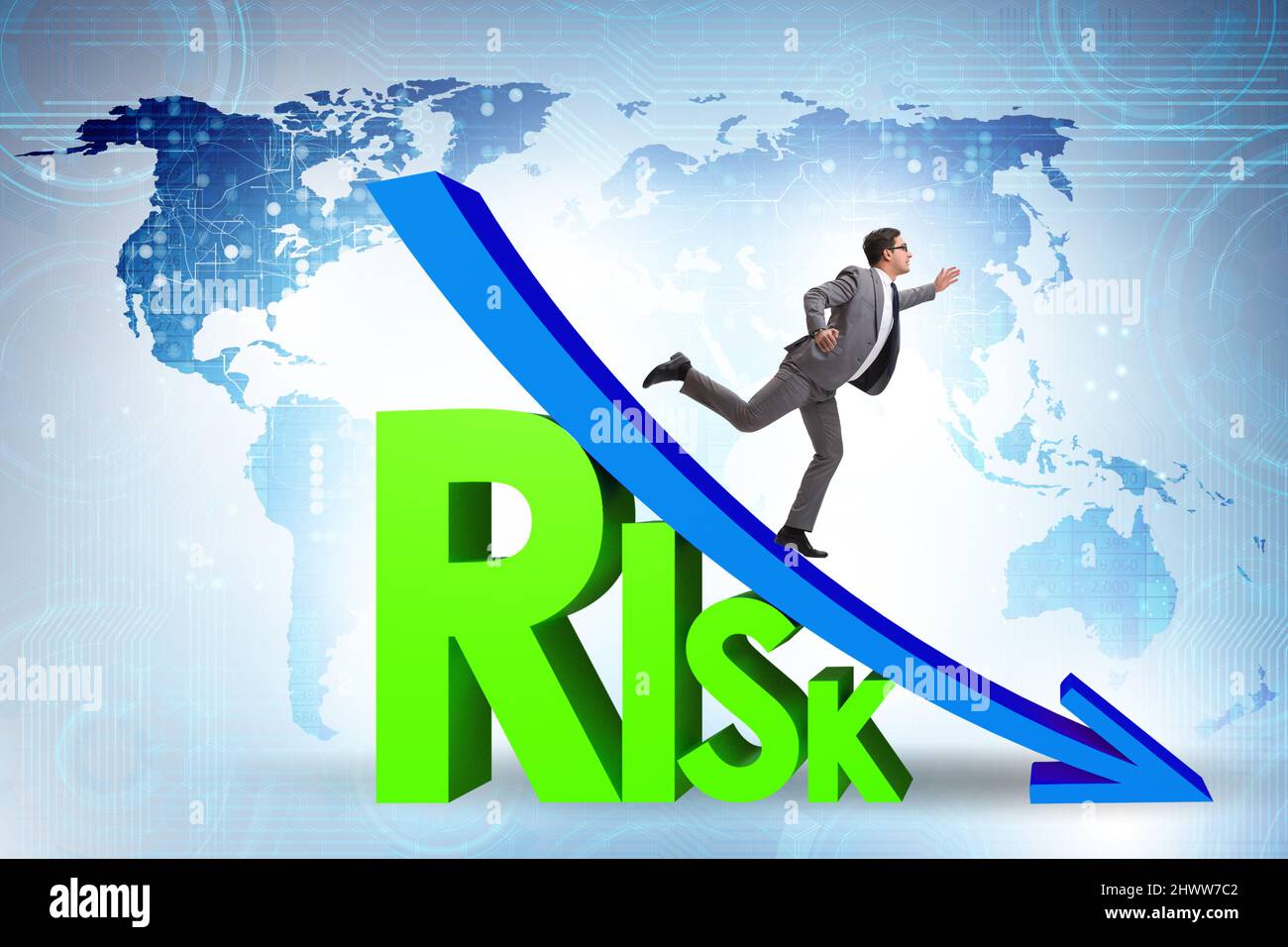 Risk reduction and mitigation concept with the businessman Stock Photo ...