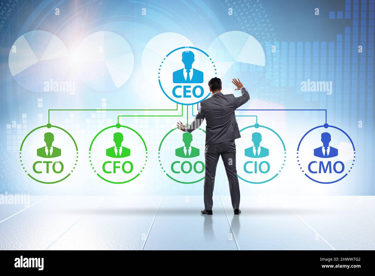 Illustration of organisation chart with the various executives Stock ...