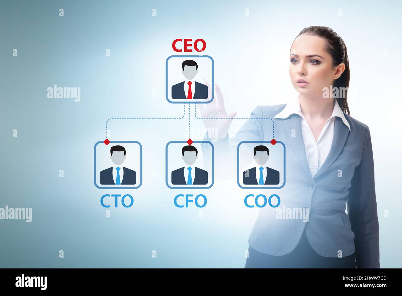 Businesswoman in organisation chart concept Stock Photo - Alamy