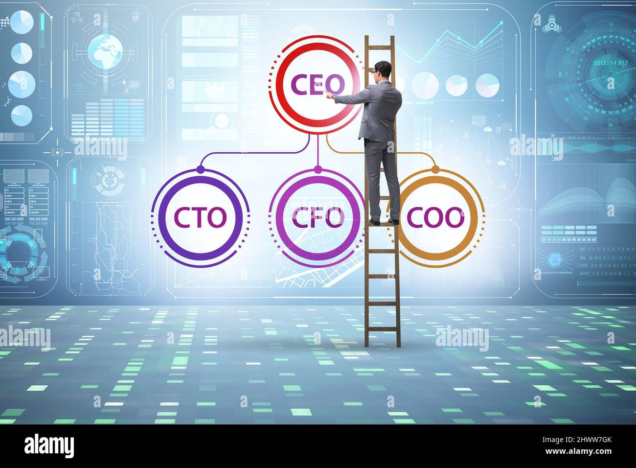 Illustration of organisation chart with the various executives Stock ...