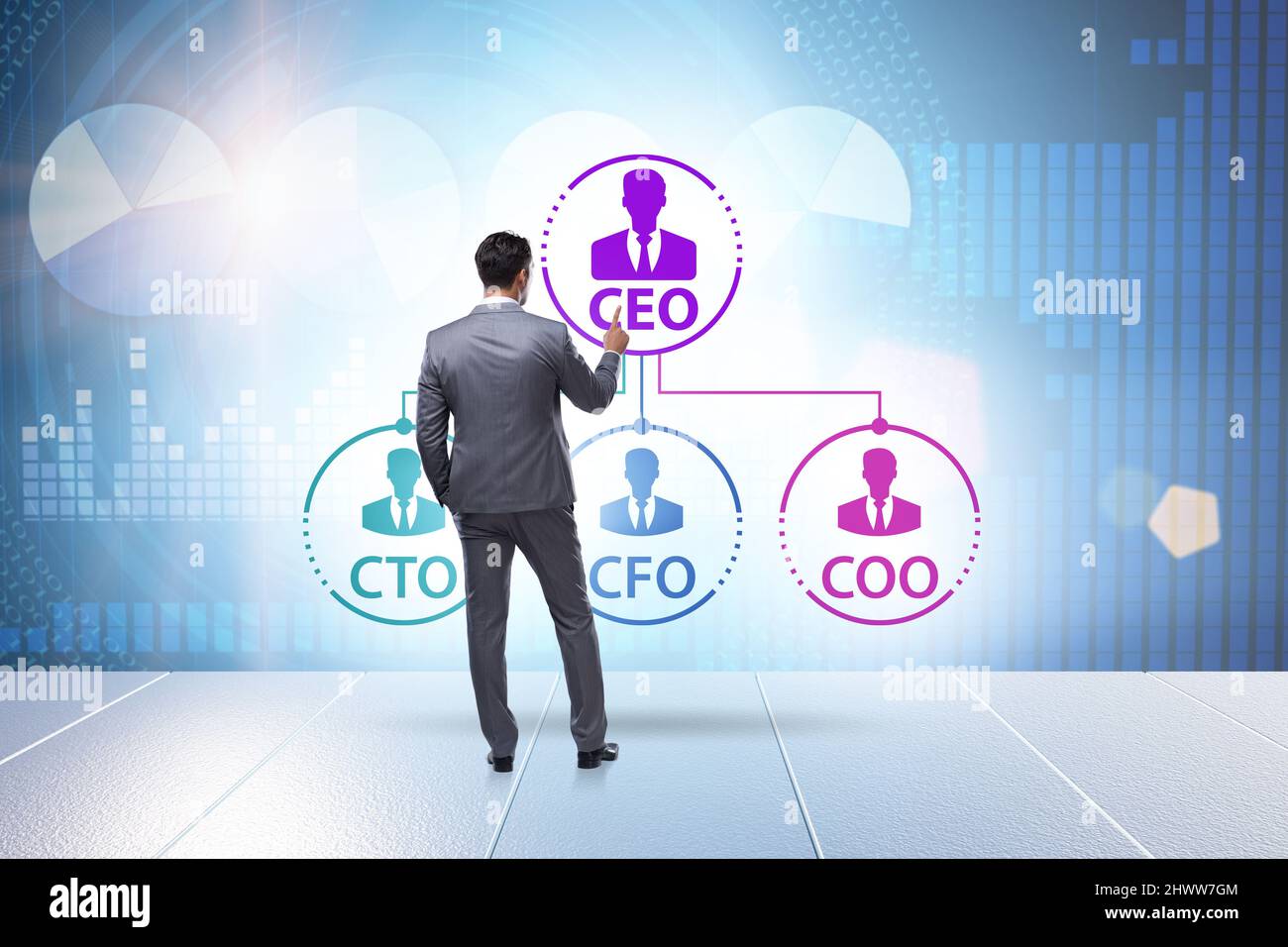Illustration of organisation chart with the various executives Stock ...