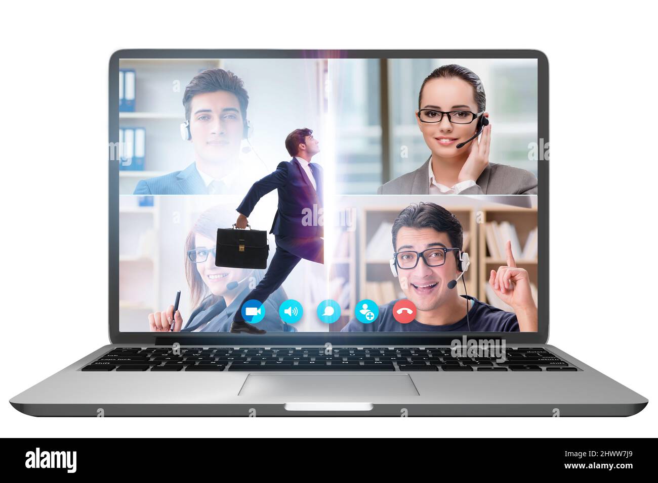 Videoconferencing concept with the people in online call Stock Photo ...