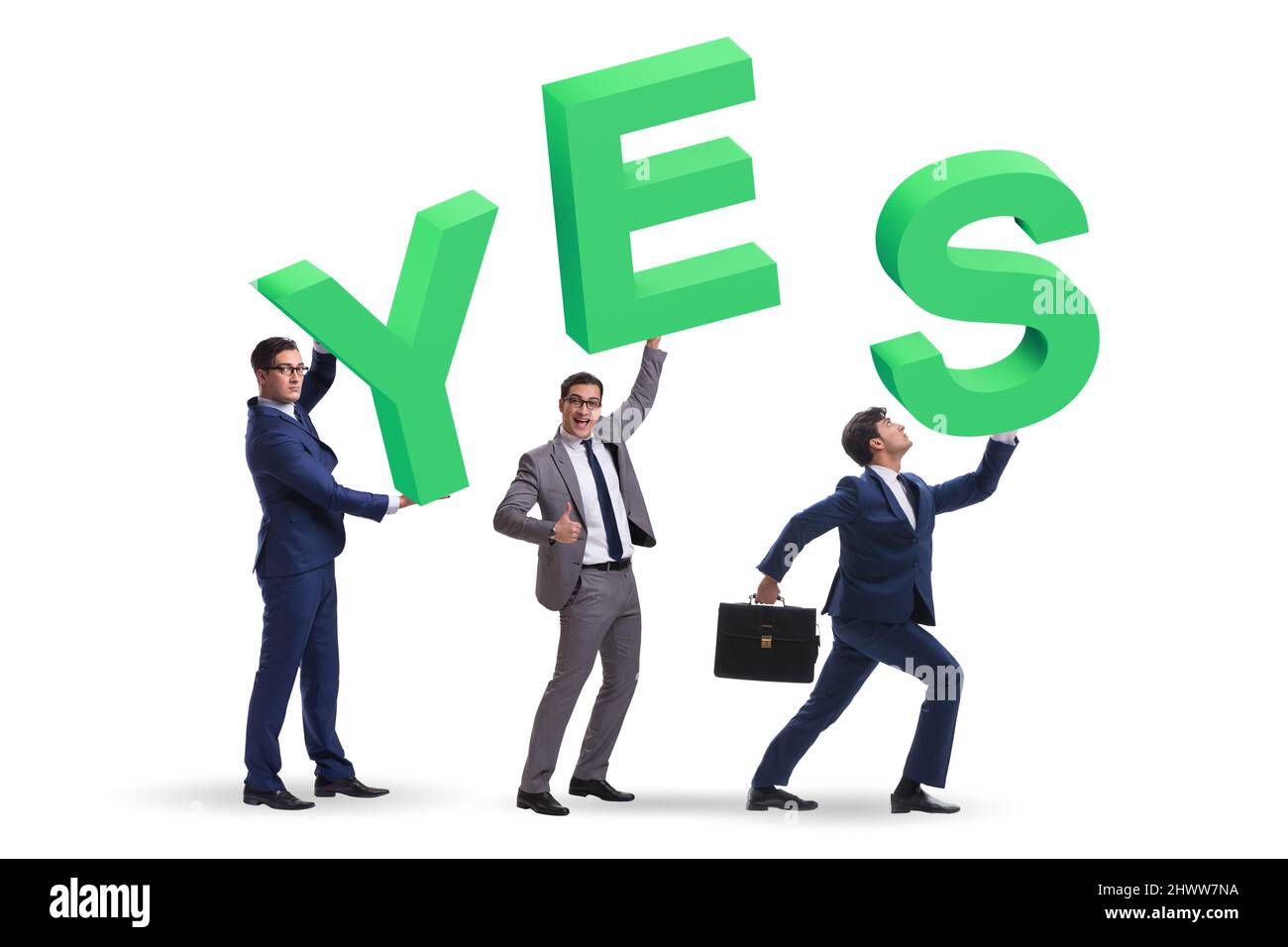 Businessmen in yes positive answer concept Stock Photo - Alamy