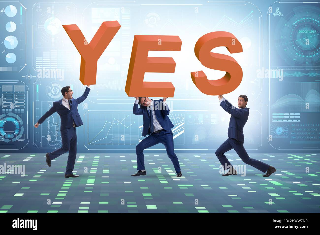 Businessmen in yes positive answer concept Stock Photo - Alamy