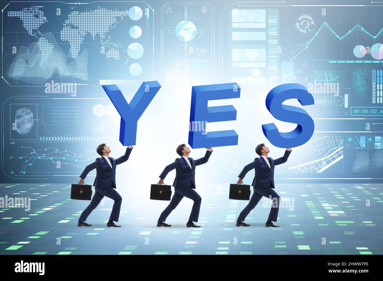 Businessmen in yes positive answer concept Stock Photo - Alamy