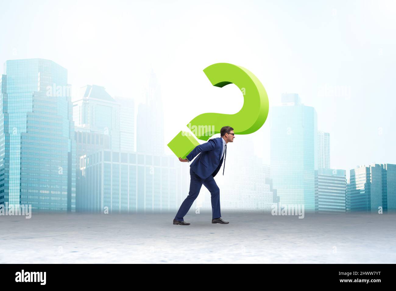 Business concept with the question and business person Stock Photo - Alamy