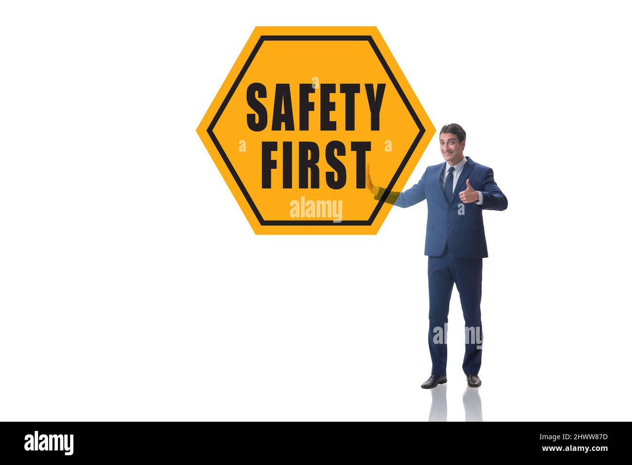 Safety first concept with the businessman Stock Photo - Alamy