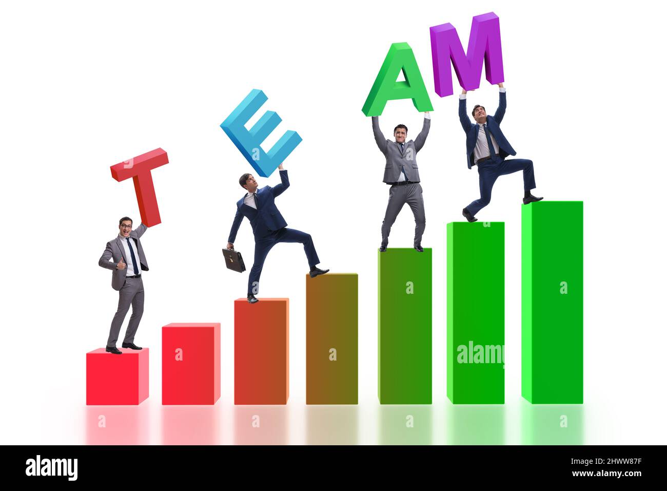 Teamwork concept with the people carrying team letters Stock Photo - Alamy