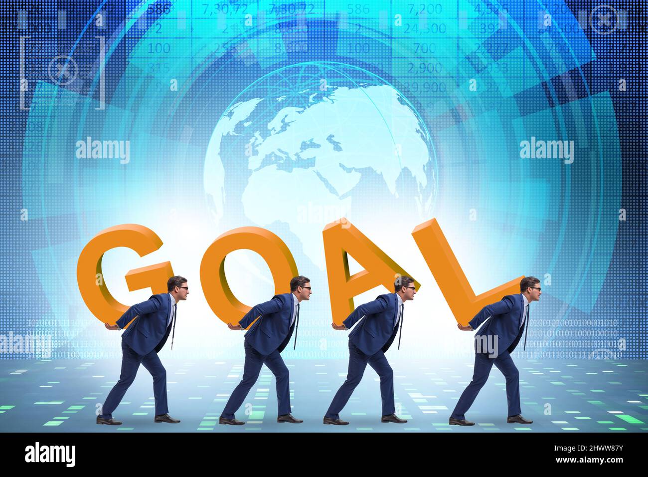 Businessman in the goal concept carrying letters Stock Photo - Alamy