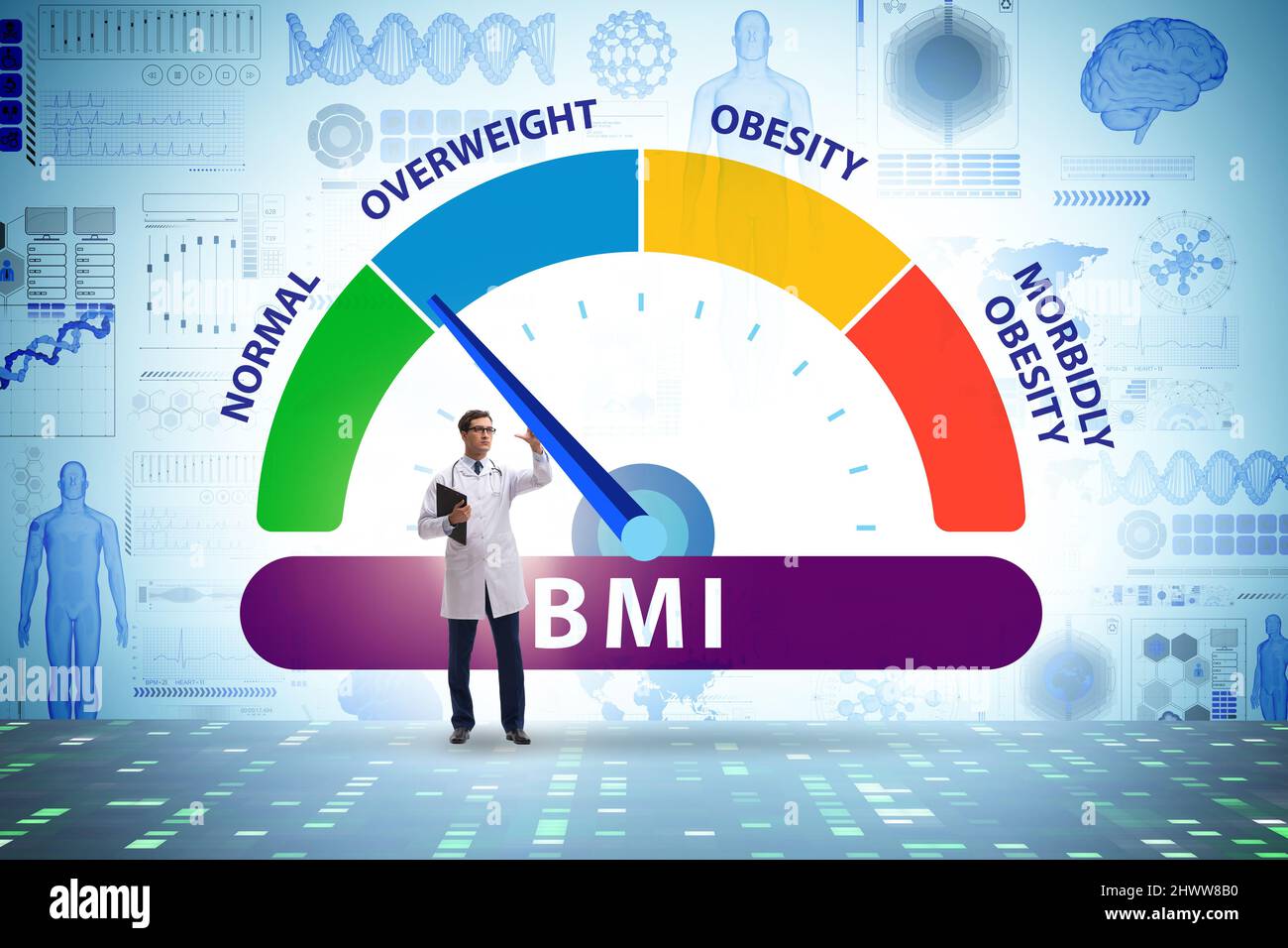 Concept of BMI - body mass index with the man Stock Photo - Alamy