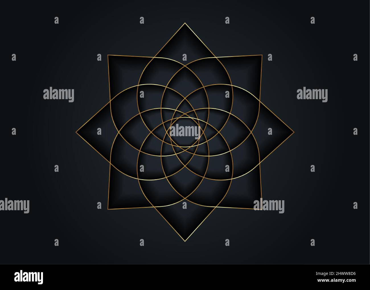 Gold lotus flower mandala, Seed of life symbol Sacred Geometry. Logo ...