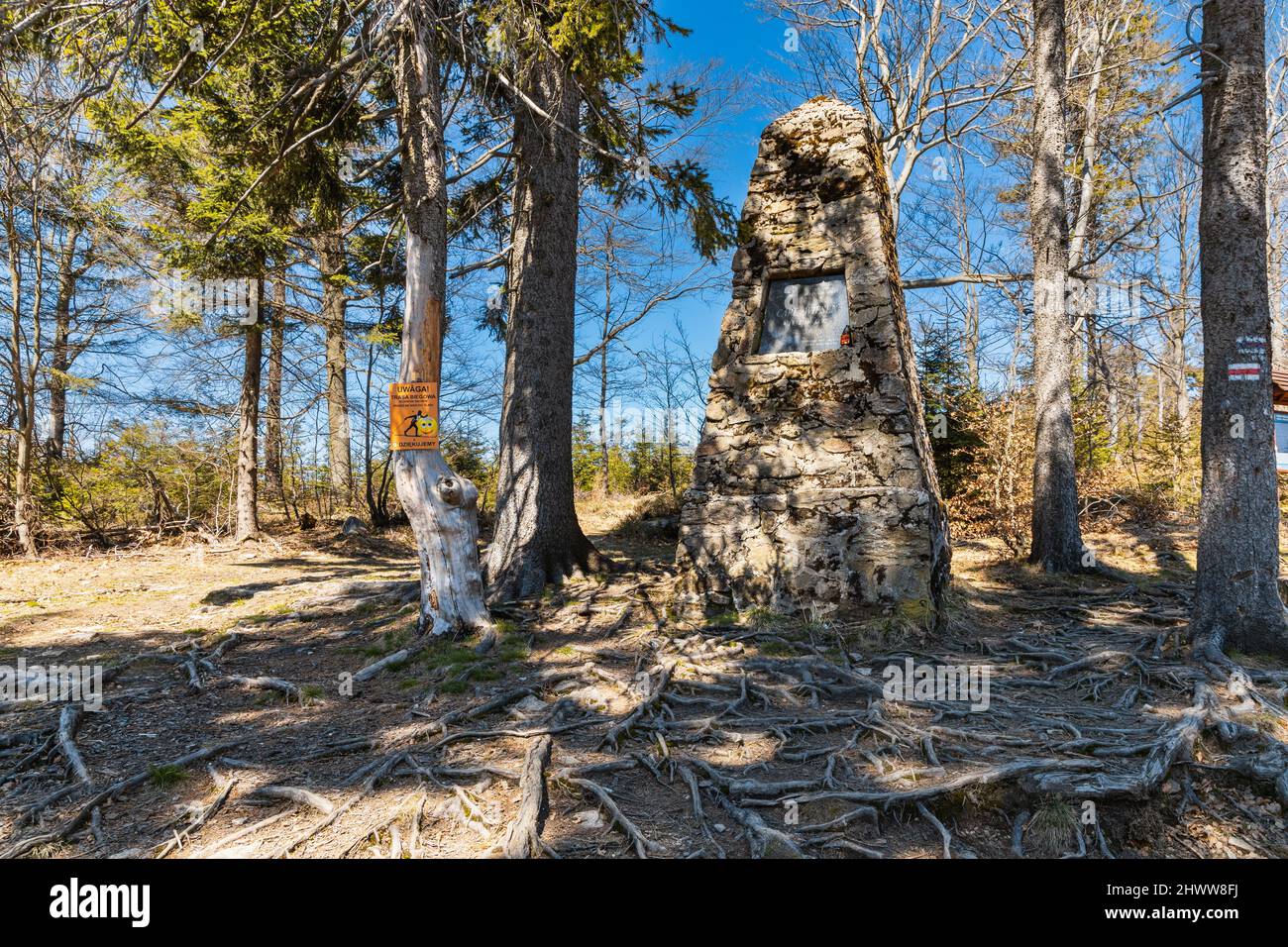 Owl Mountains, Poland - April 2021: Monument to Carl Wiesen at the ...