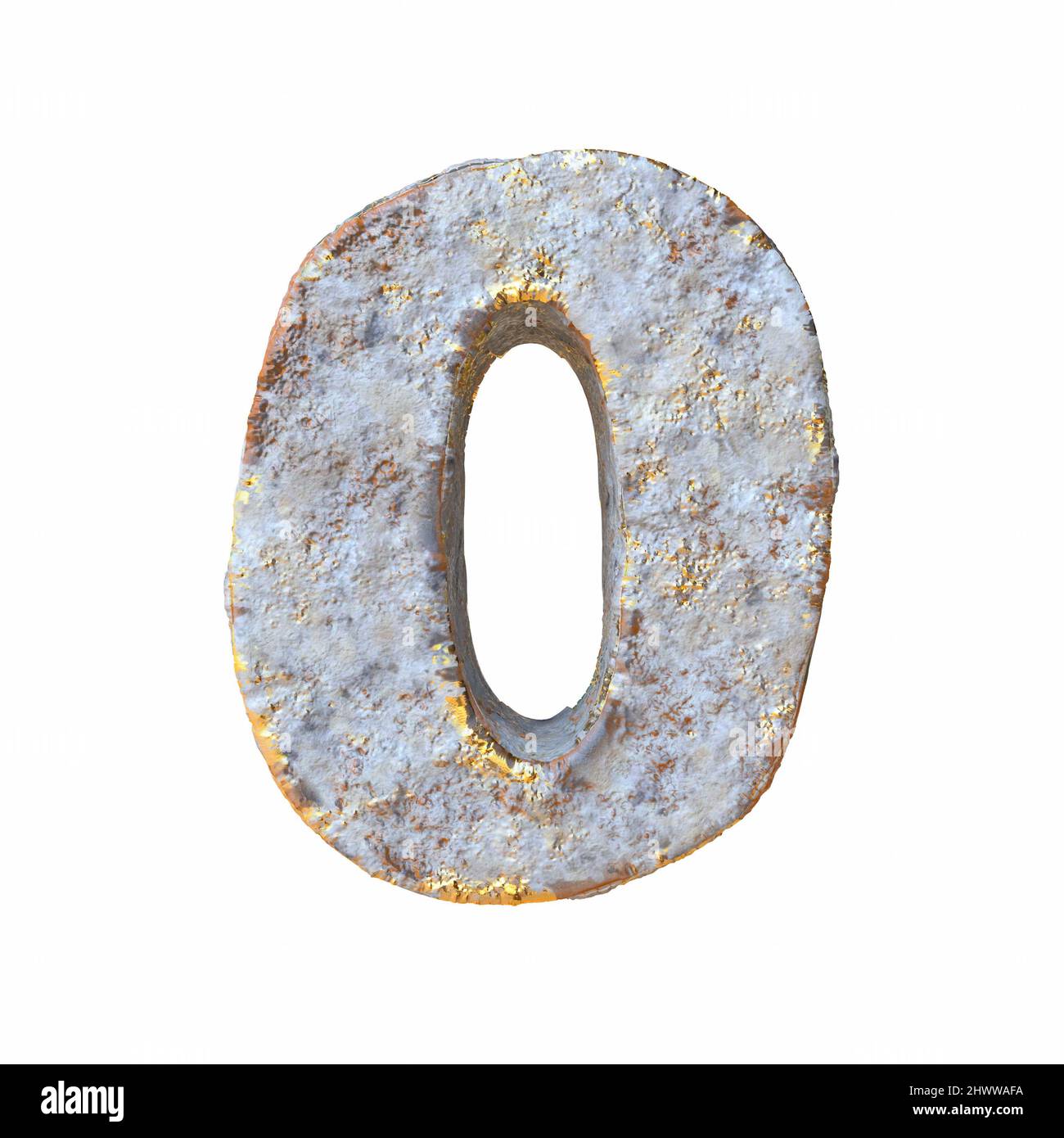 Stone with golden metal particles Number 0 ZERO 3D rendering ...