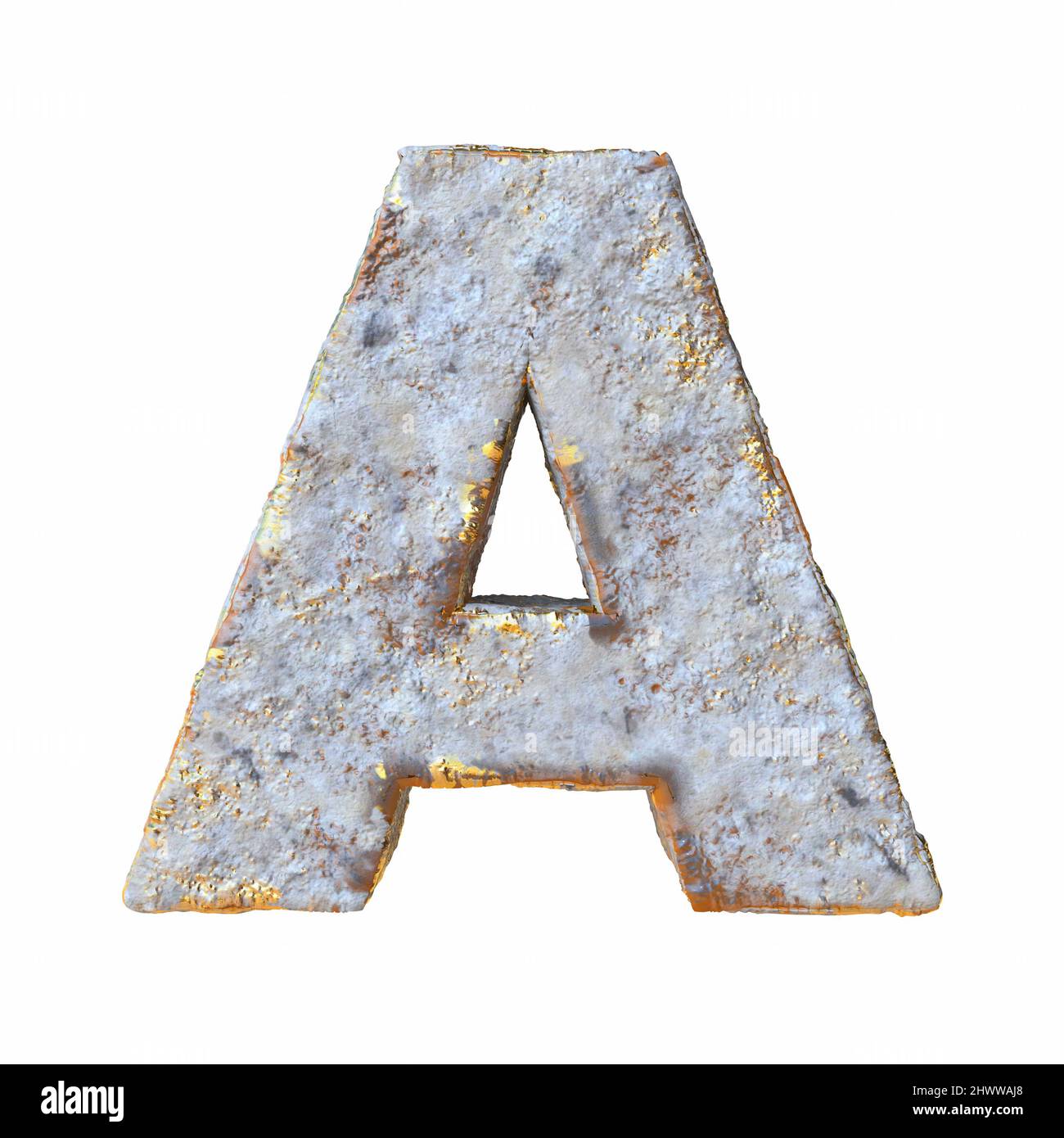 Stone with golden metal particles Letter A 3D rendering illustration ...