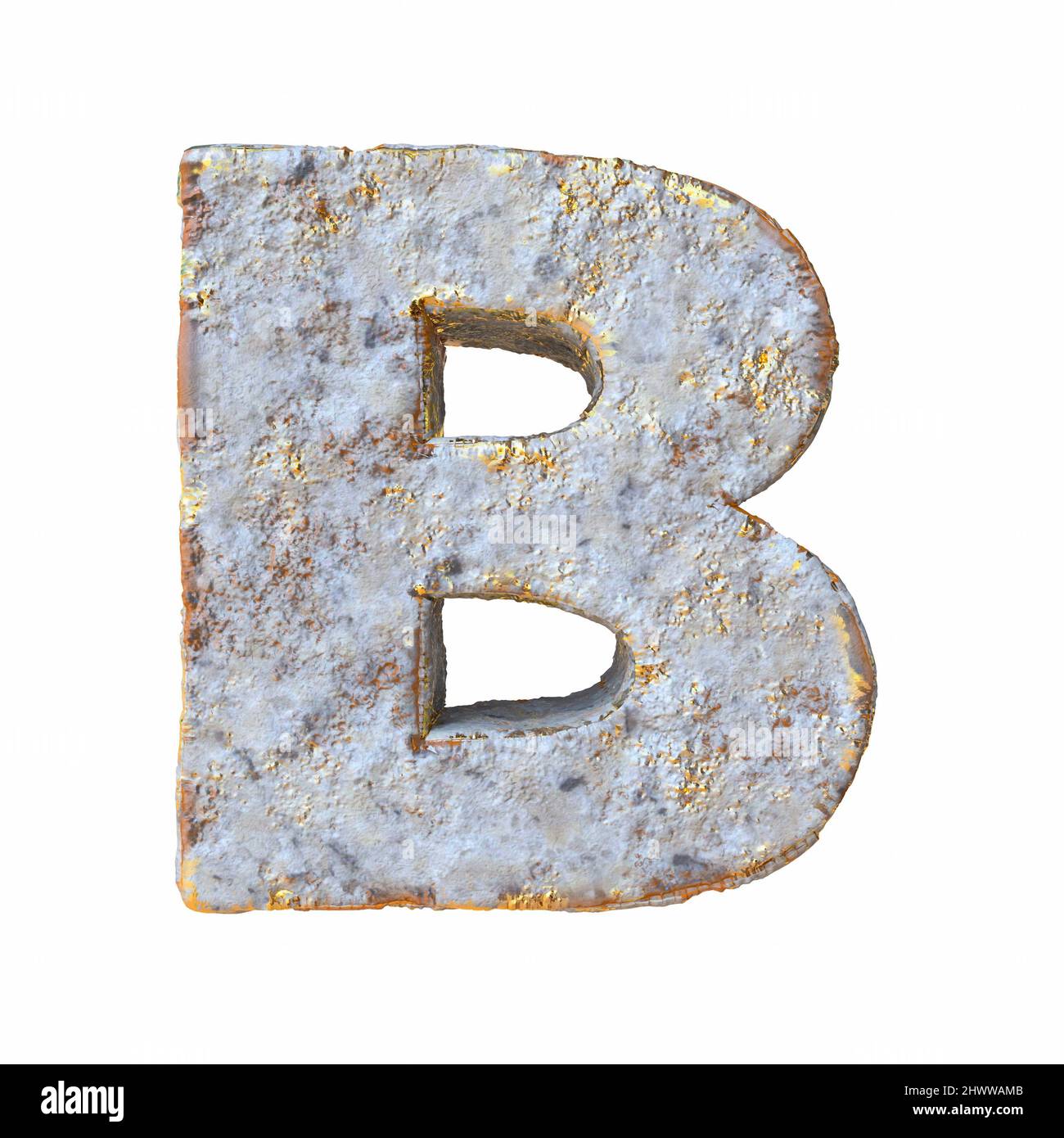 Stone with golden metal particles Letter B 3D rendering illustration ...