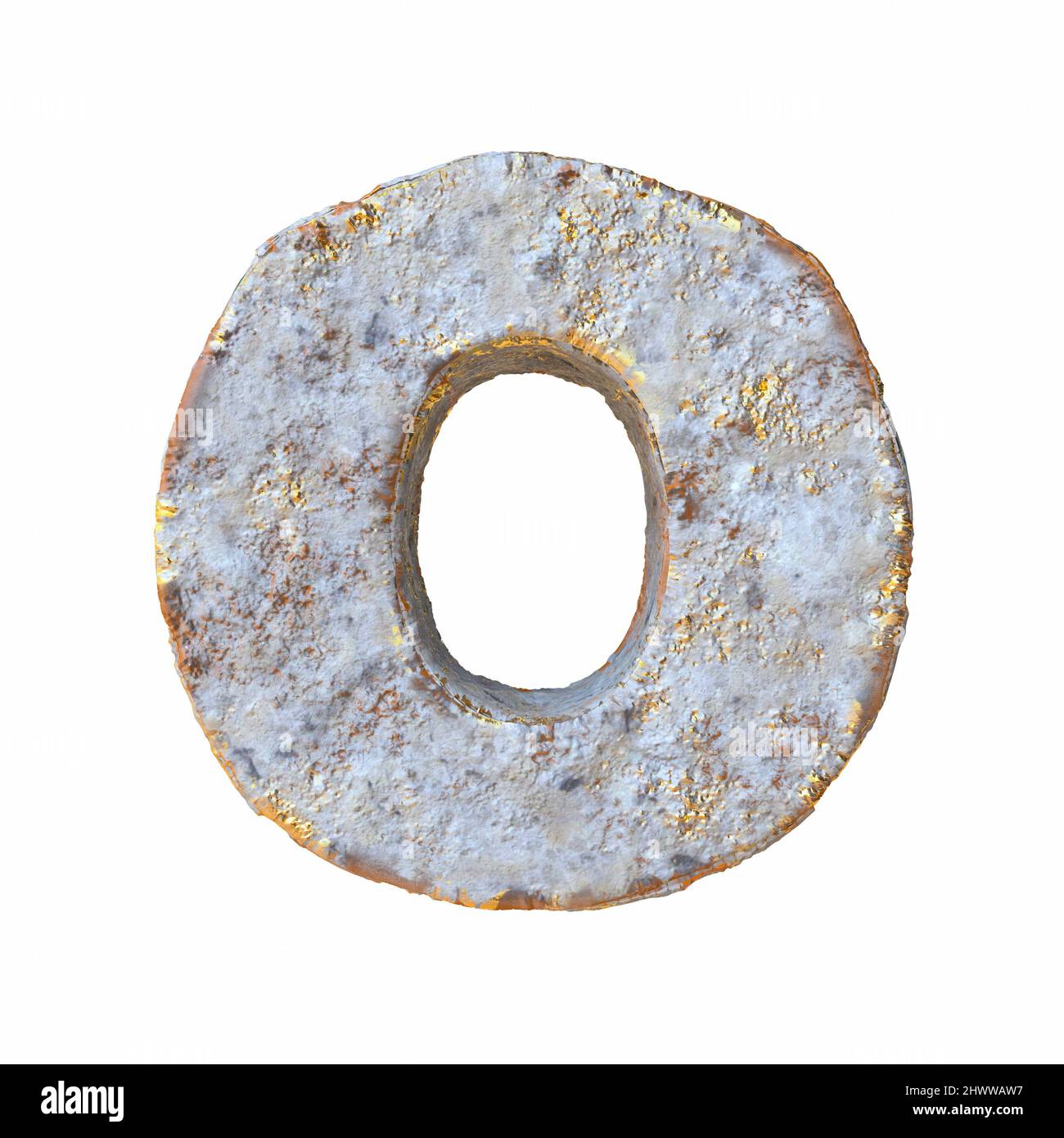 Stone with golden metal particles Letter O 3D rendering illustration ...