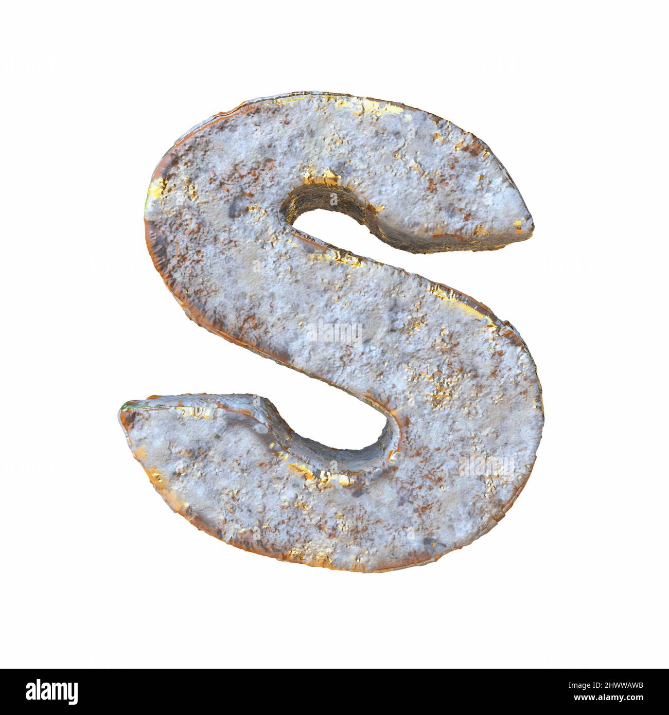 Stone with golden metal particles Letter S 3D rendering illustration ...
