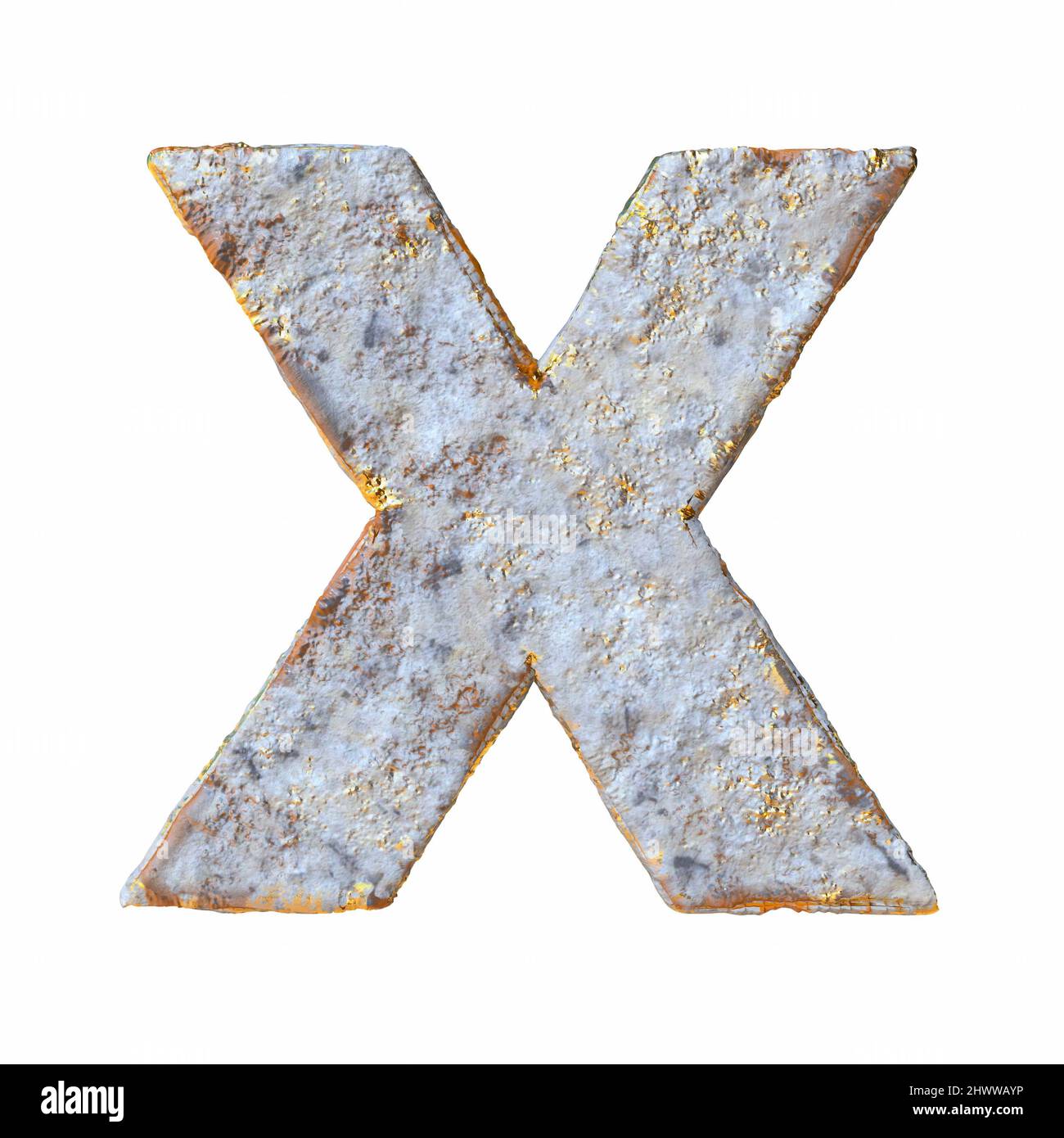 Stone with golden metal particles Letter X 3D rendering illustration ...