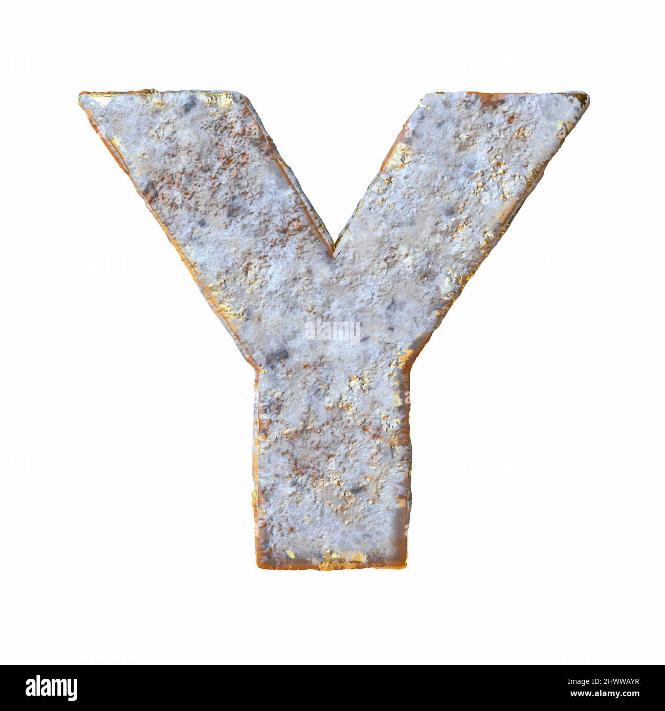 Stone with golden metal particles Letter Y 3D rendering illustration ...
