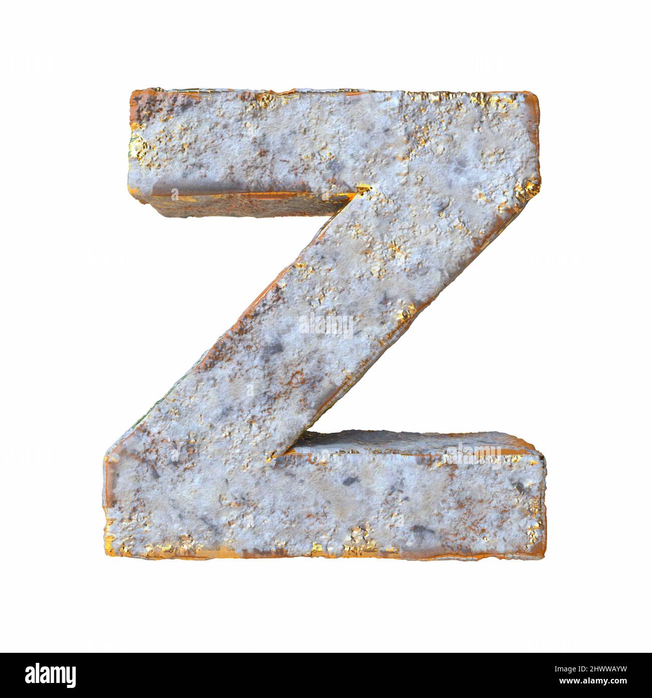 Stone with golden metal particles Letter Z 3D rendering illustration ...