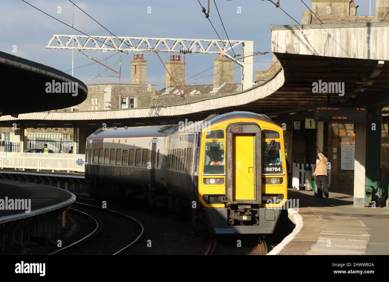Northern train class 158 express sprinter dmu arriving at platform 1 at ...