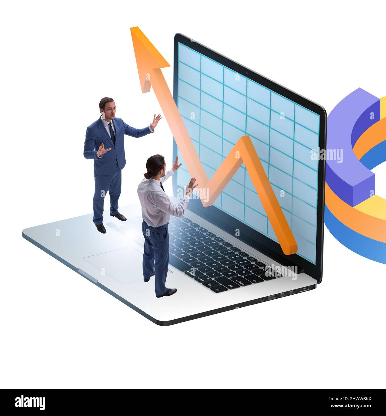 The trader working in technical visualization environment Stock Photo ...