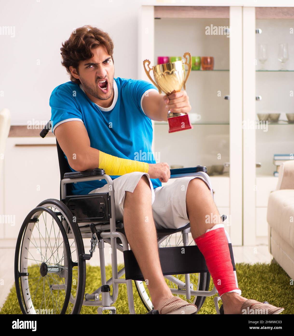 Injured man recovering from his injury Stock Photo - Alamy
