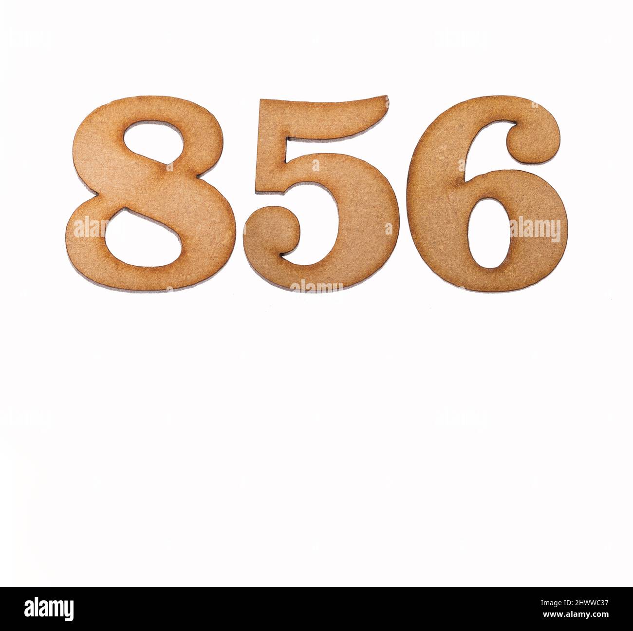 Number 856 - Piece of wood isolated on white background Stock Photo - Alamy