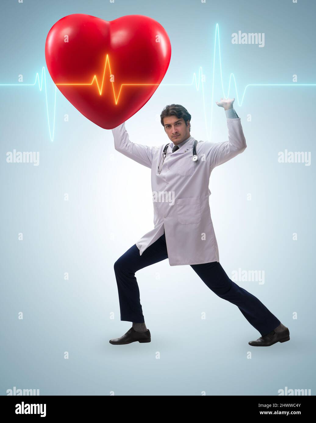 The doctor cardiologist supporting cardiogram heart line Stock Photo ...