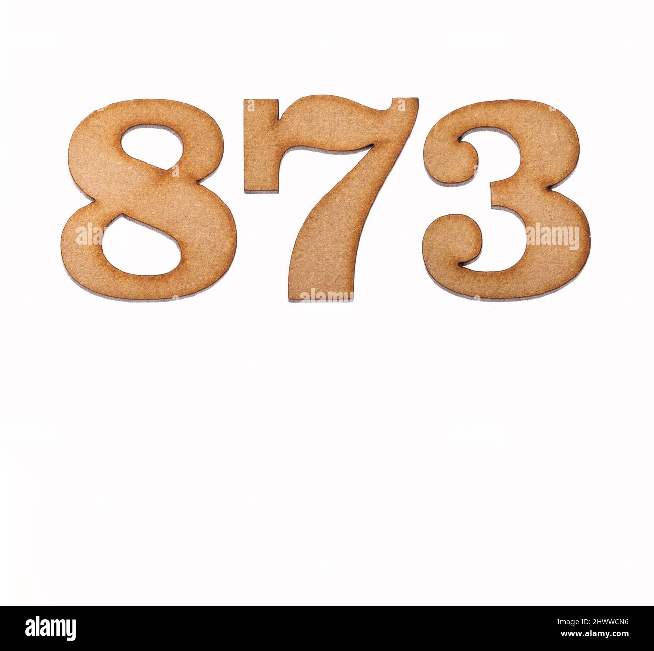 Number 873 in wood, isolated on white background Stock Photo - Alamy