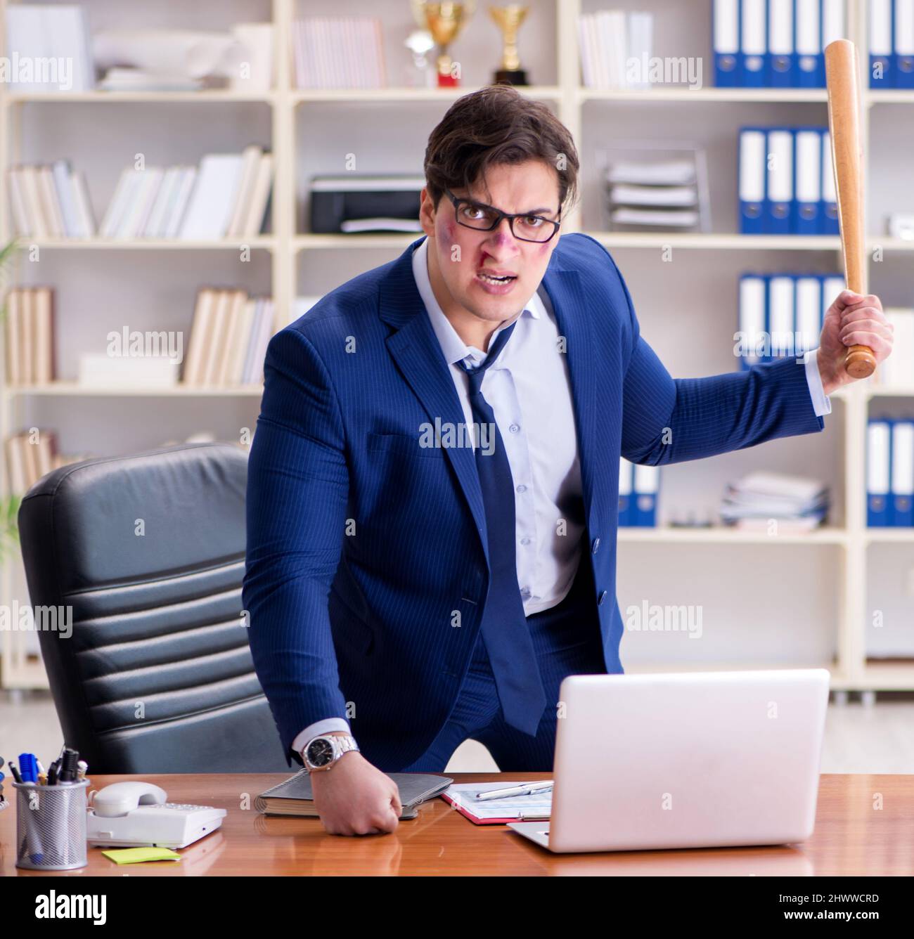The angry aggressive businessman in the office Stock Photo - Alamy