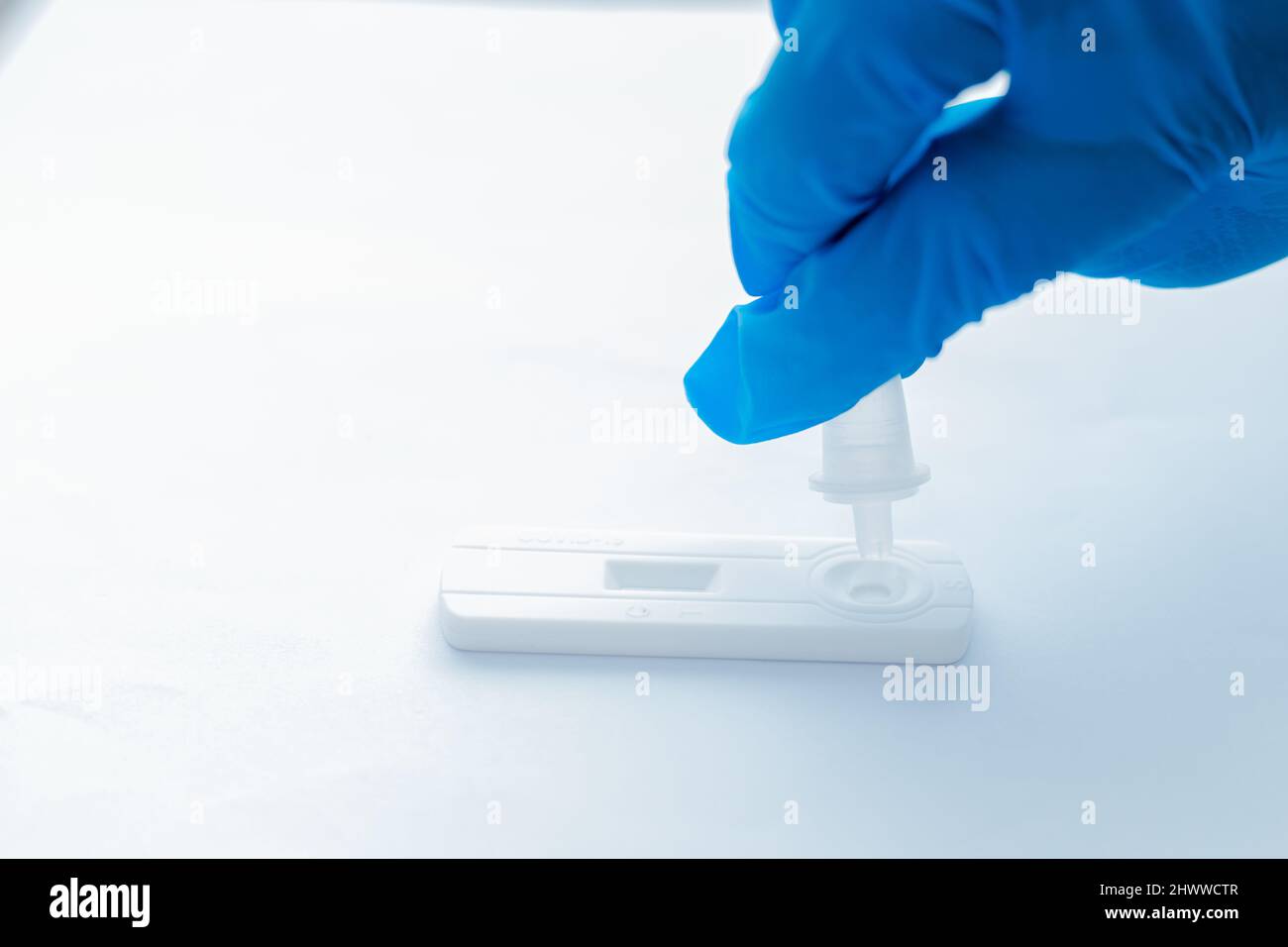 Scientist making a antigen rapid test kit for viral disease COVID-19 ...