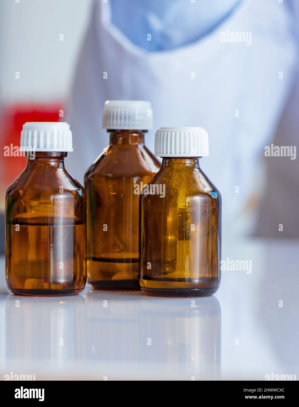 The various chemical solutions in the lab Stock Photo - Alamy