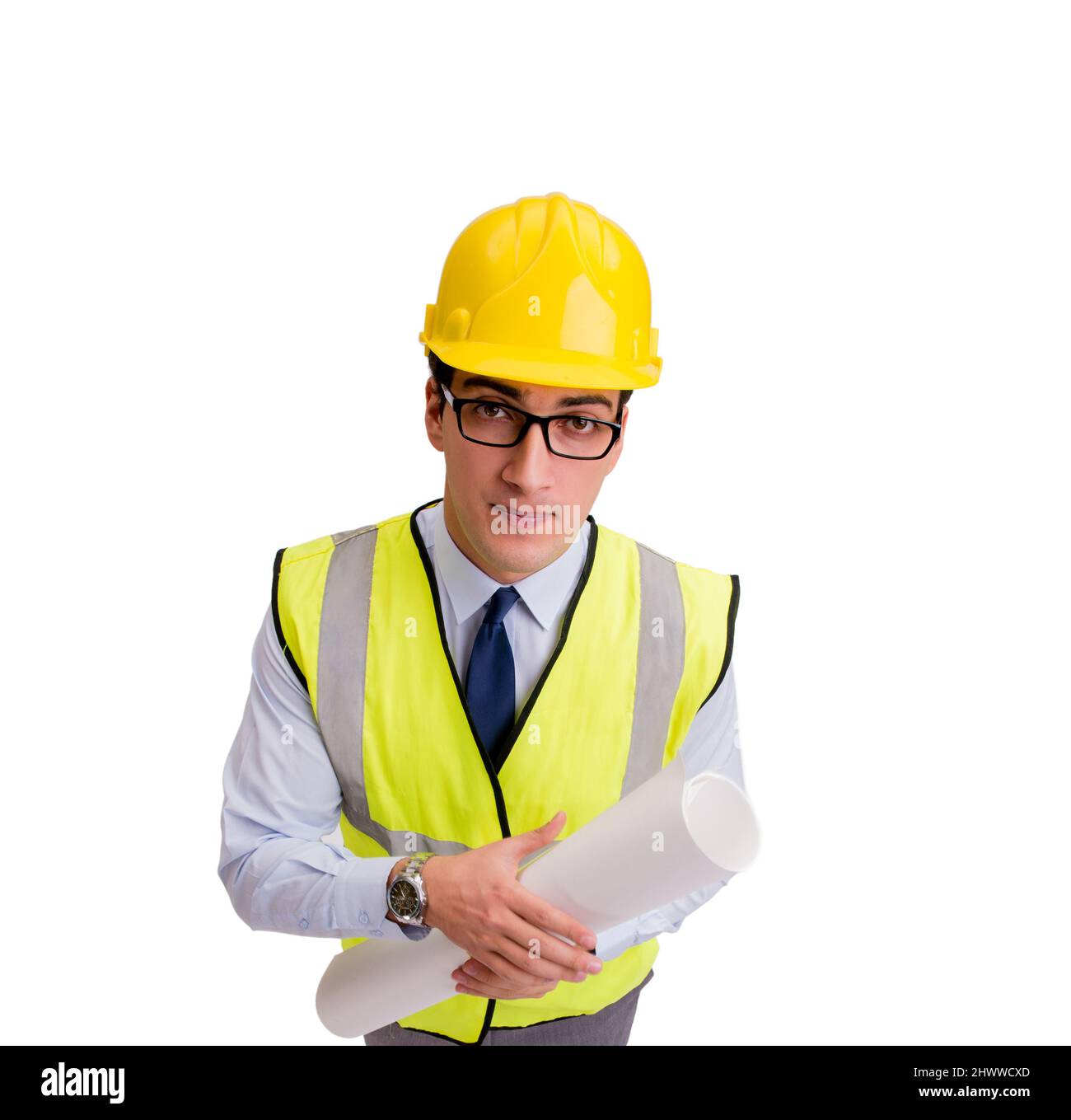 The construction supervisor isolated on the white background Stock ...