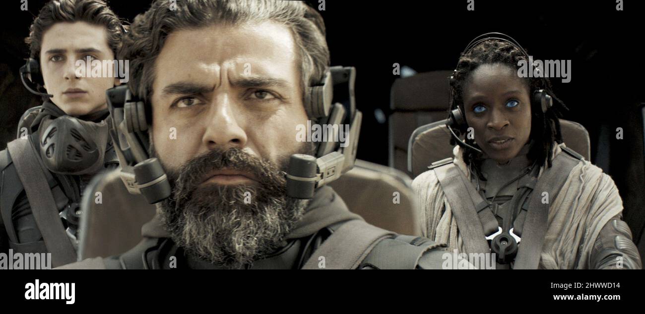 DUNE, from left: Timothee Chalamet, Oscar Isaac, Sharon Duncan-Brewster ...