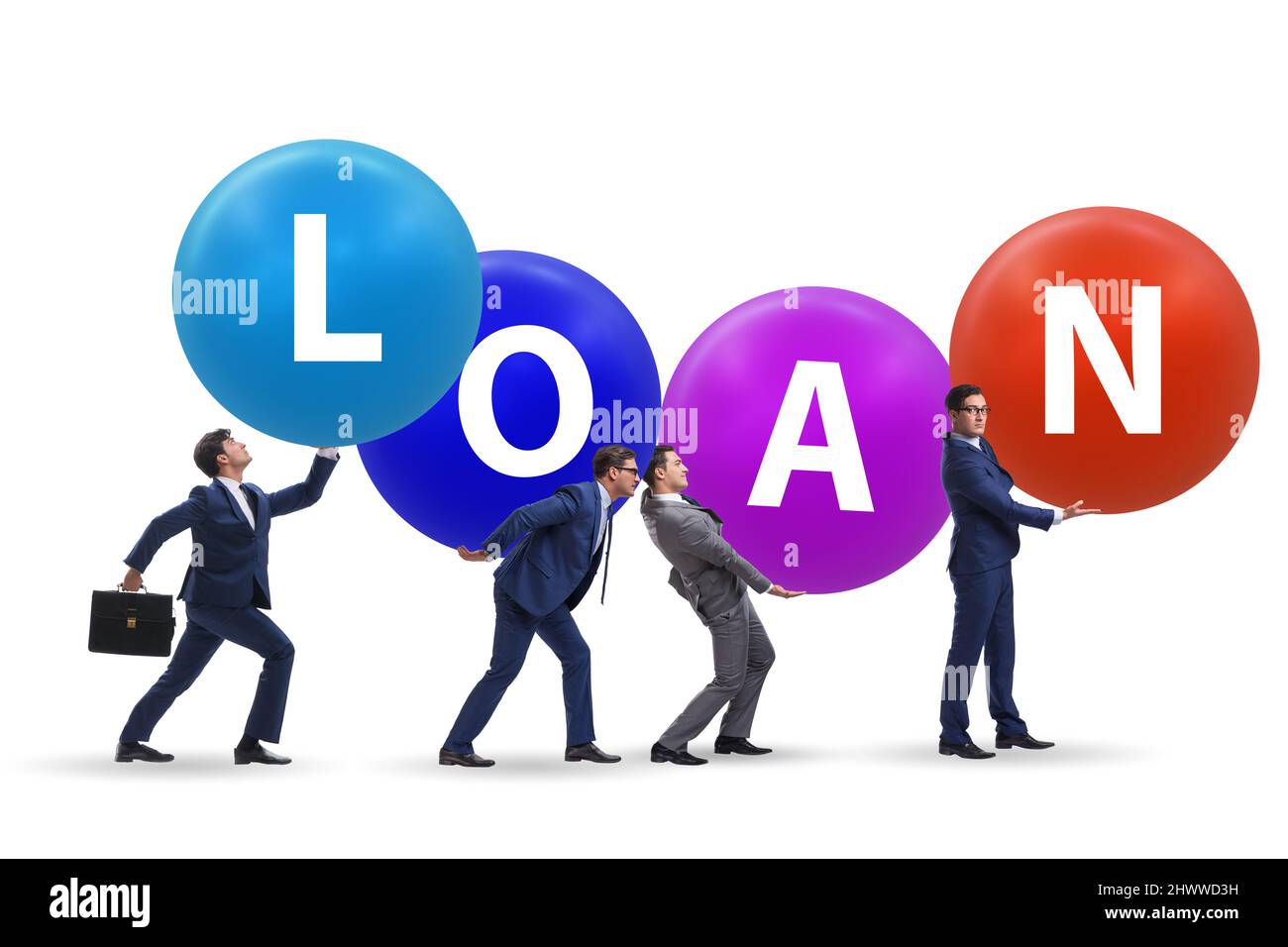Businessmen in load and debt concept Stock Photo - Alamy