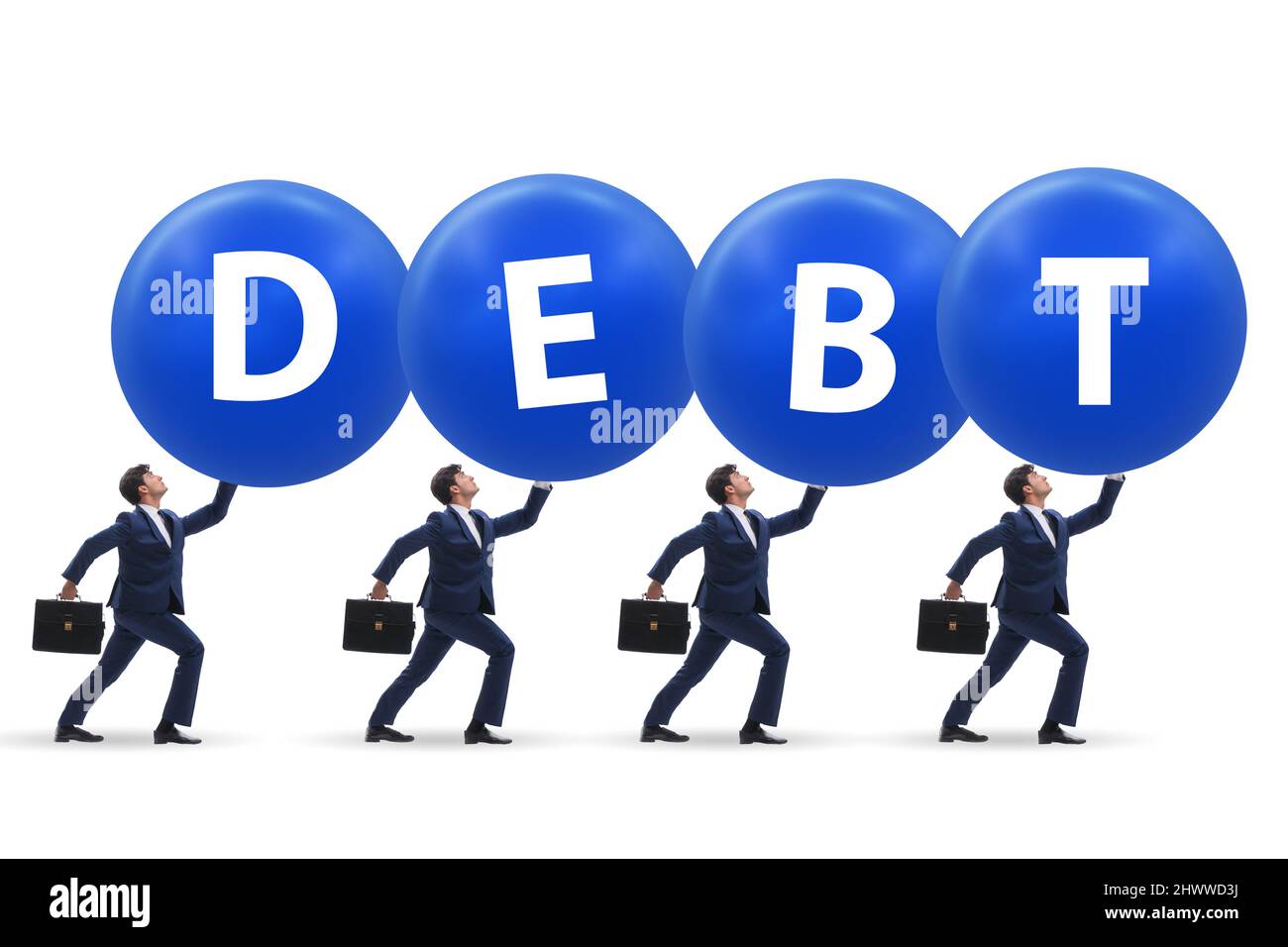 Businessmen in load and debt concept Stock Photo - Alamy