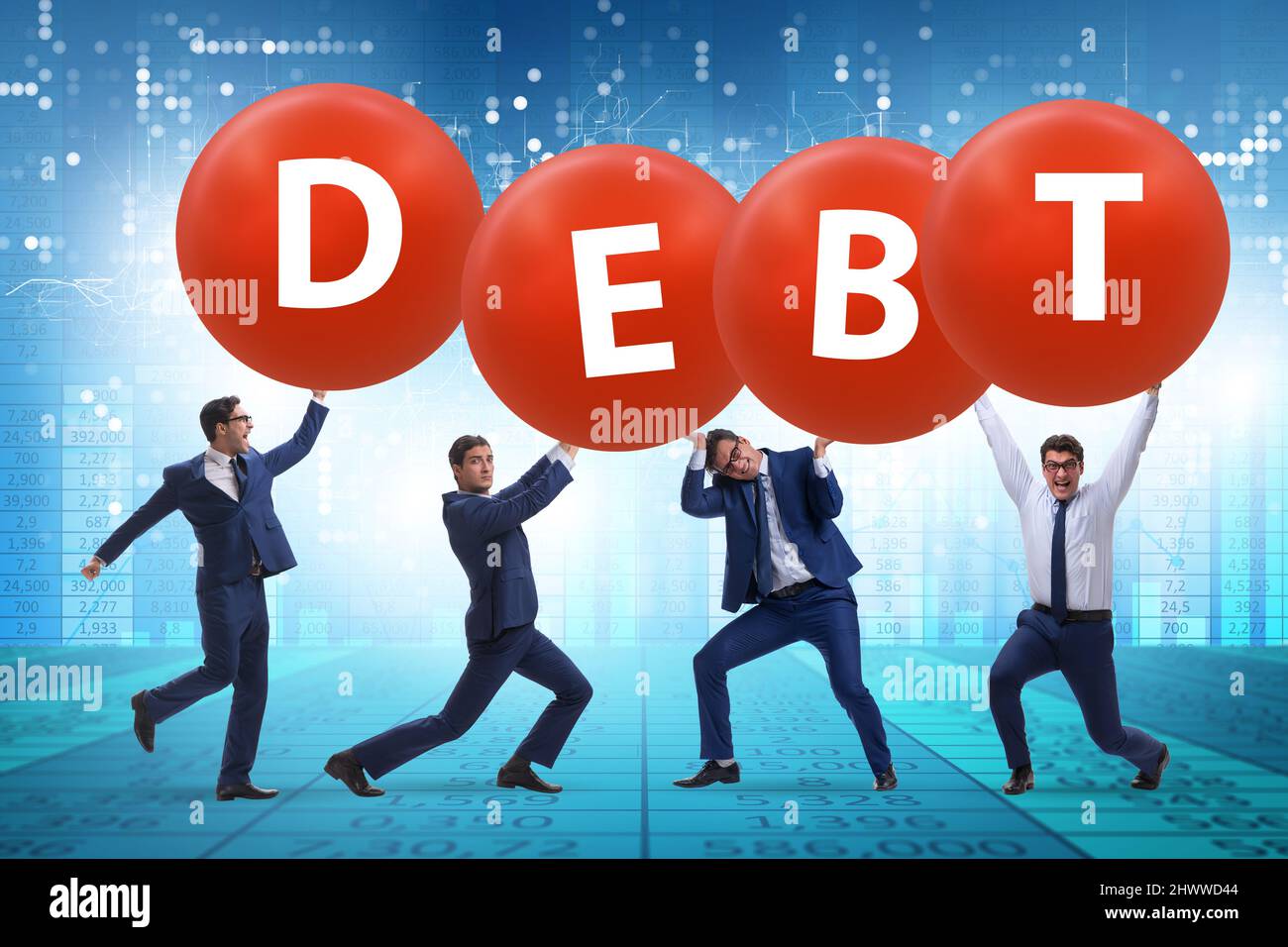 Businessmen in load and debt concept Stock Photo - Alamy
