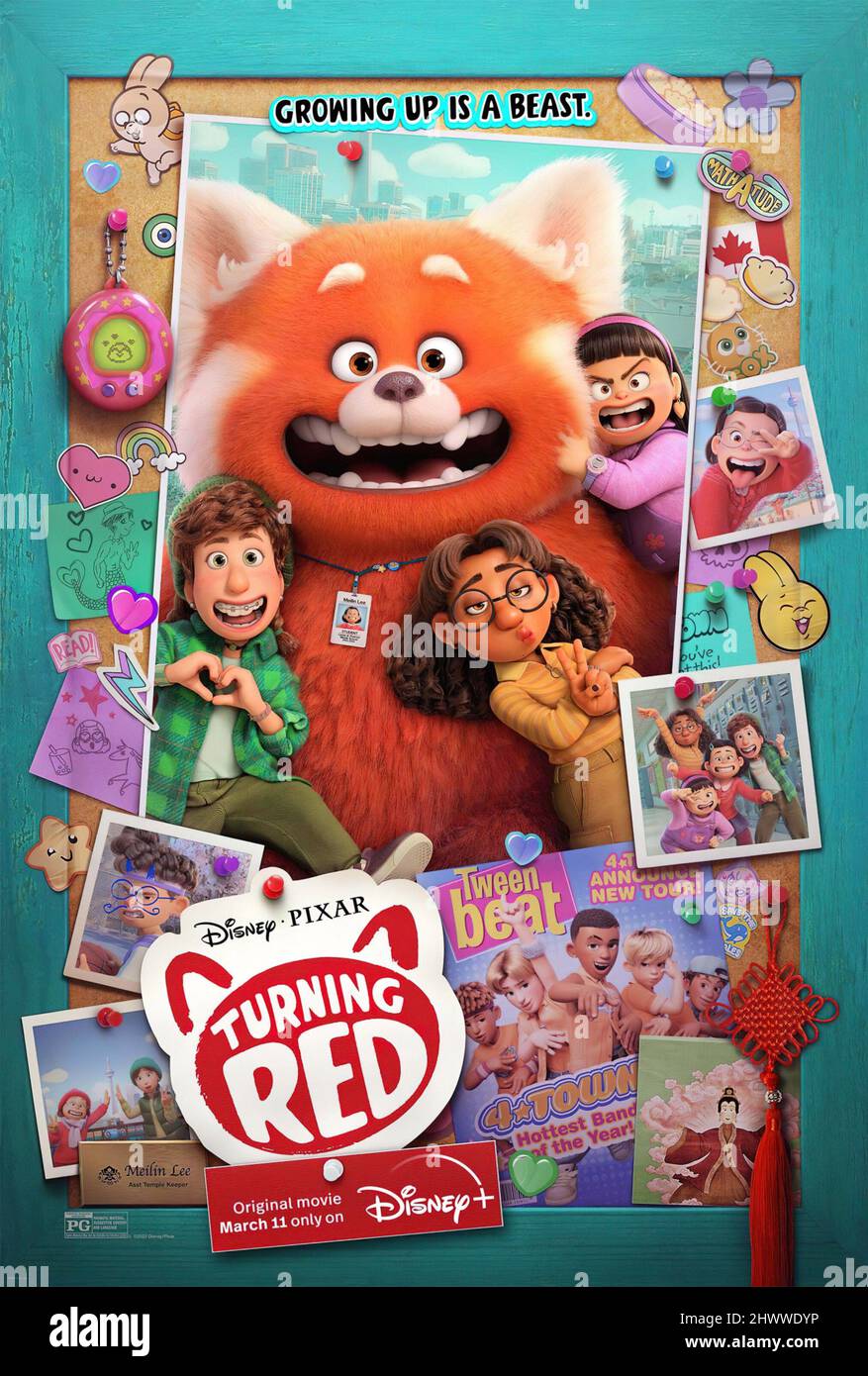 TURNING RED, US poster, center panel from left: Miriam (voice: Ava ...