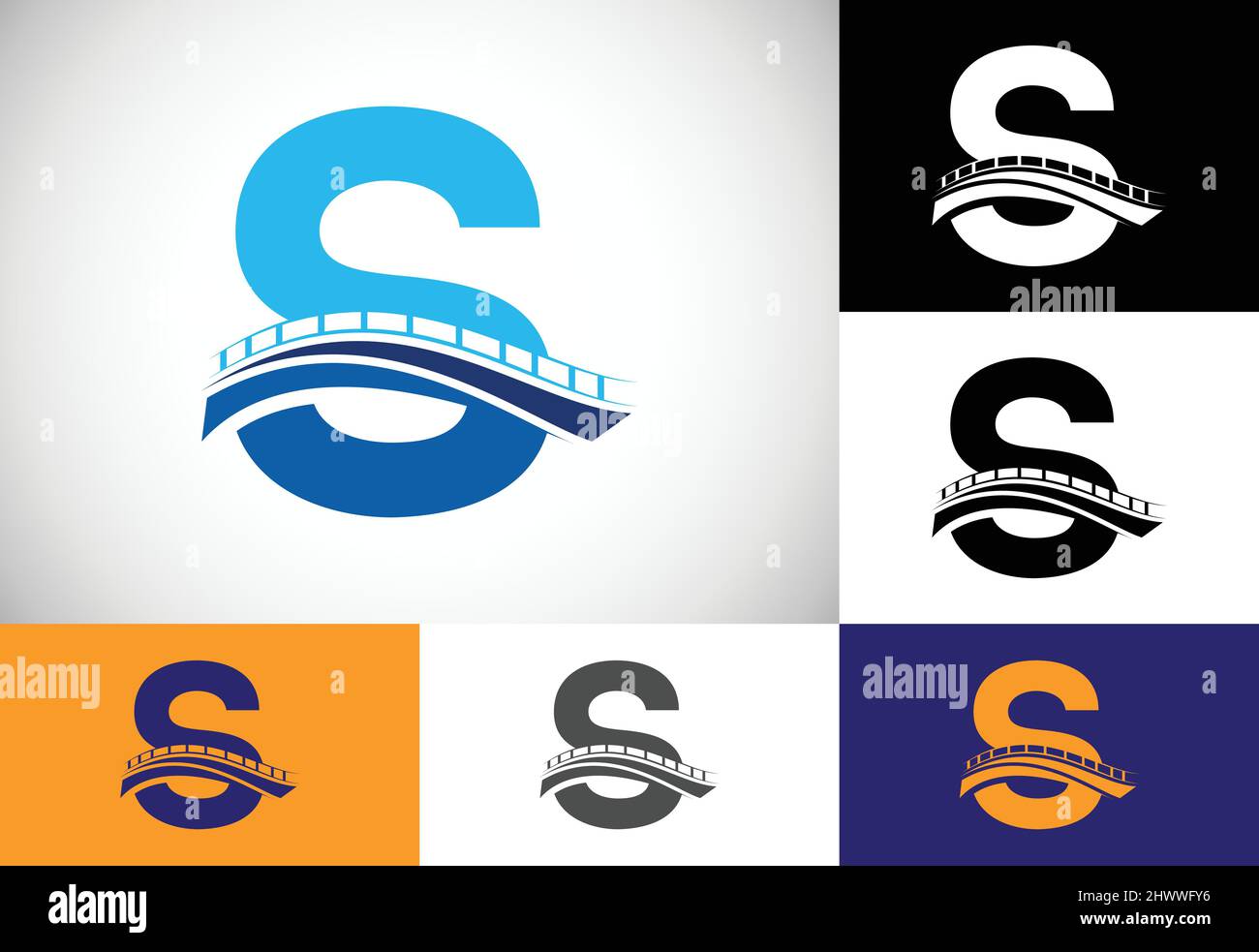 Initial S monogram letter alphabet with bridge sign. Abstract bridge ...