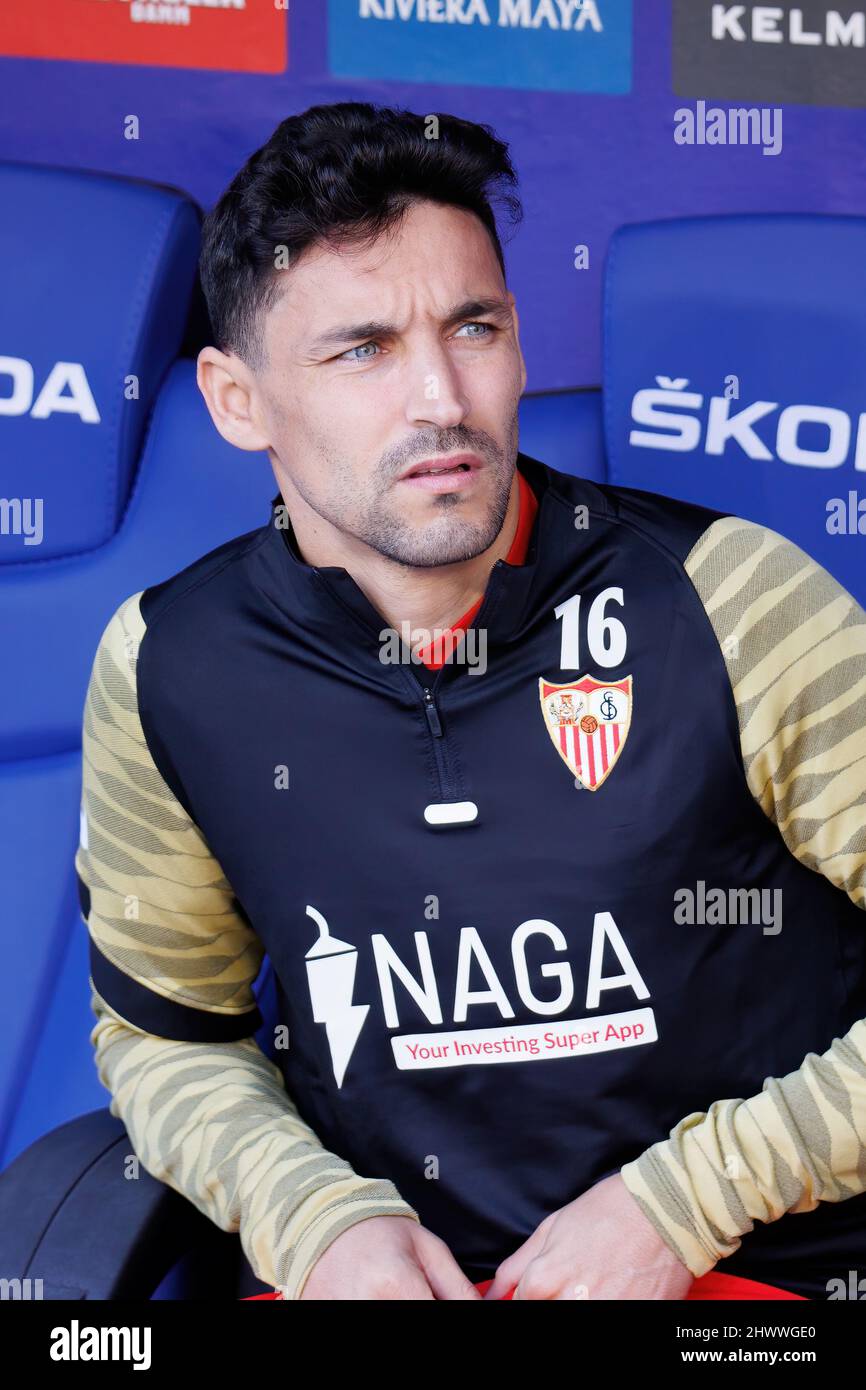 BARCELONA - FEB 20: Jesus Navas sits on the bench during the La Liga ...