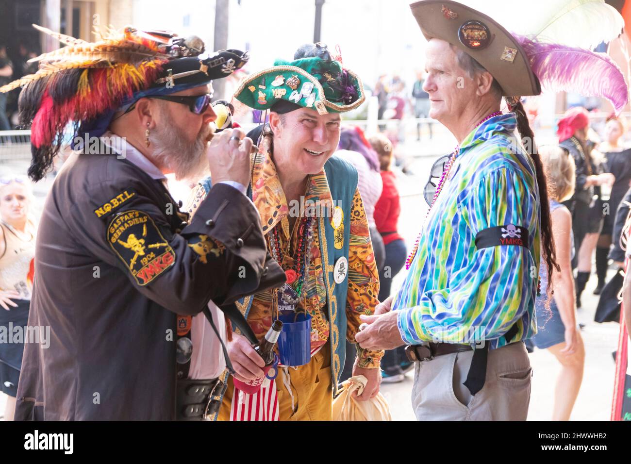 Pirate costumed parade-goers prepare for the Sant'Yago Illuminated ...