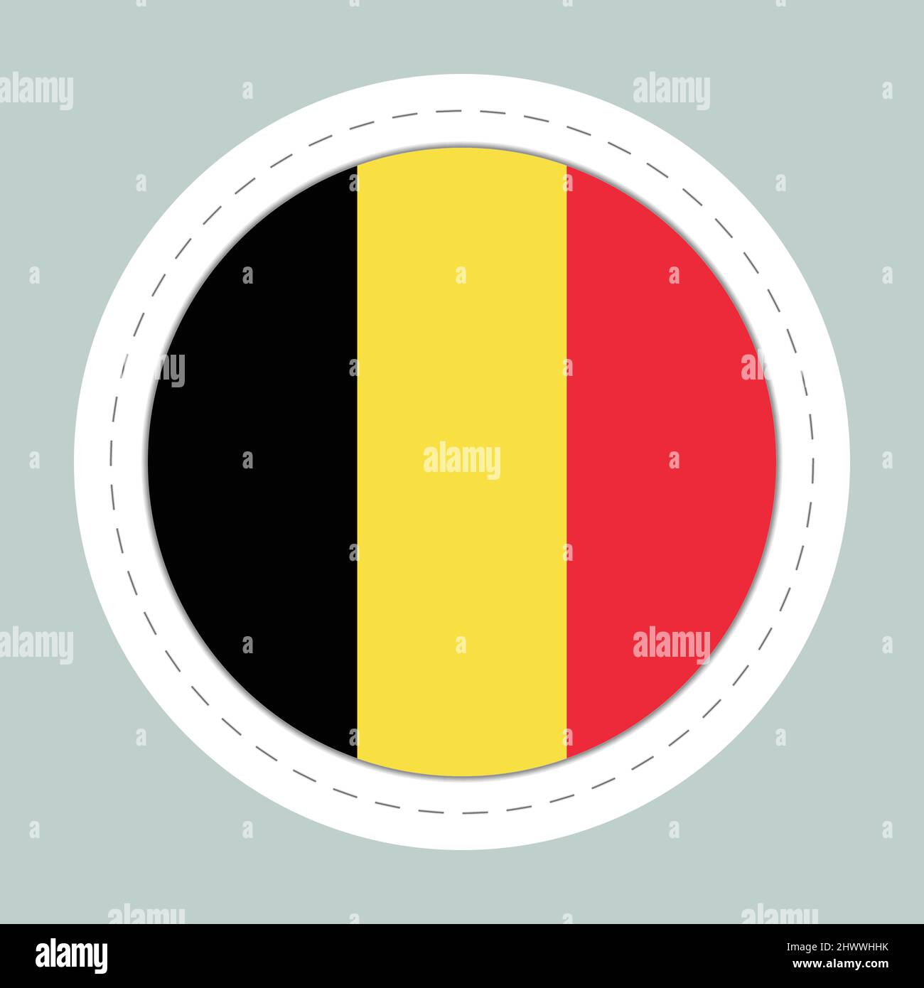 Sticker ball with flag of Belgium. Round sphere, template icon. Belgian ...