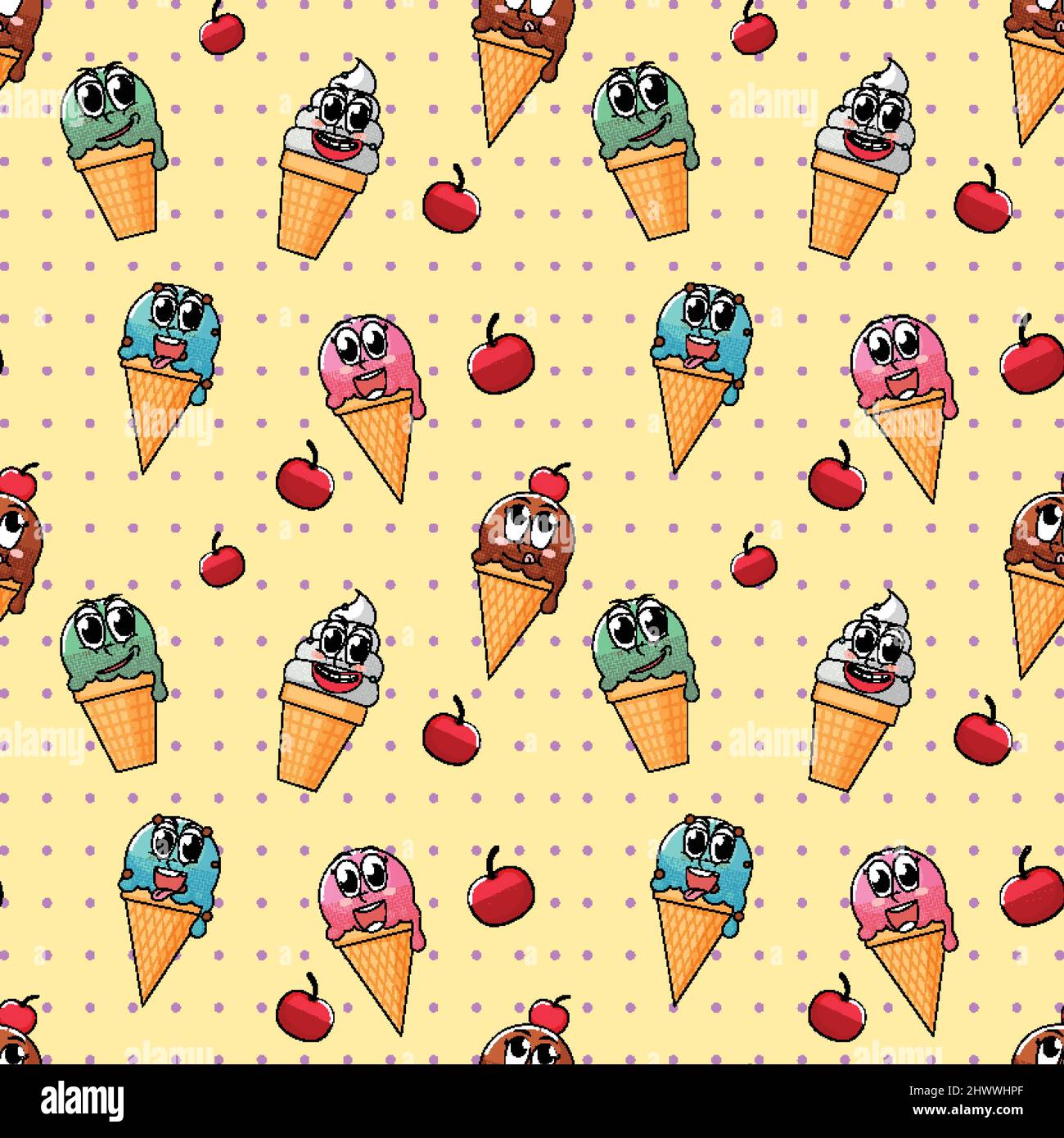 Seamless pattern cartoon on yellow bcakground illustration Stock Vector ...