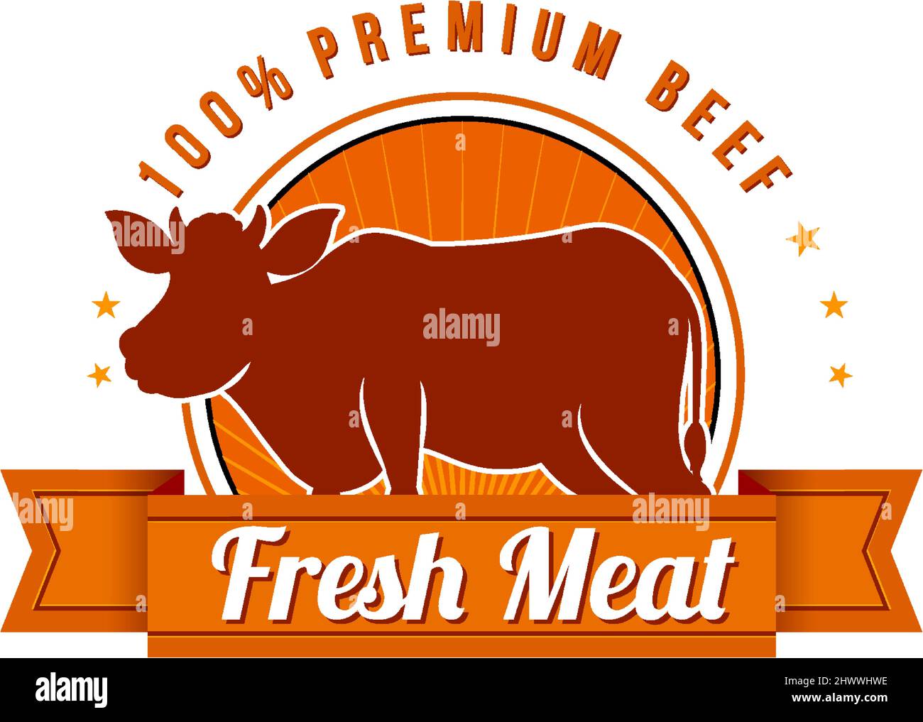 A cow with a Fresh meat label illustration Stock Vector Image & Art - Alamy