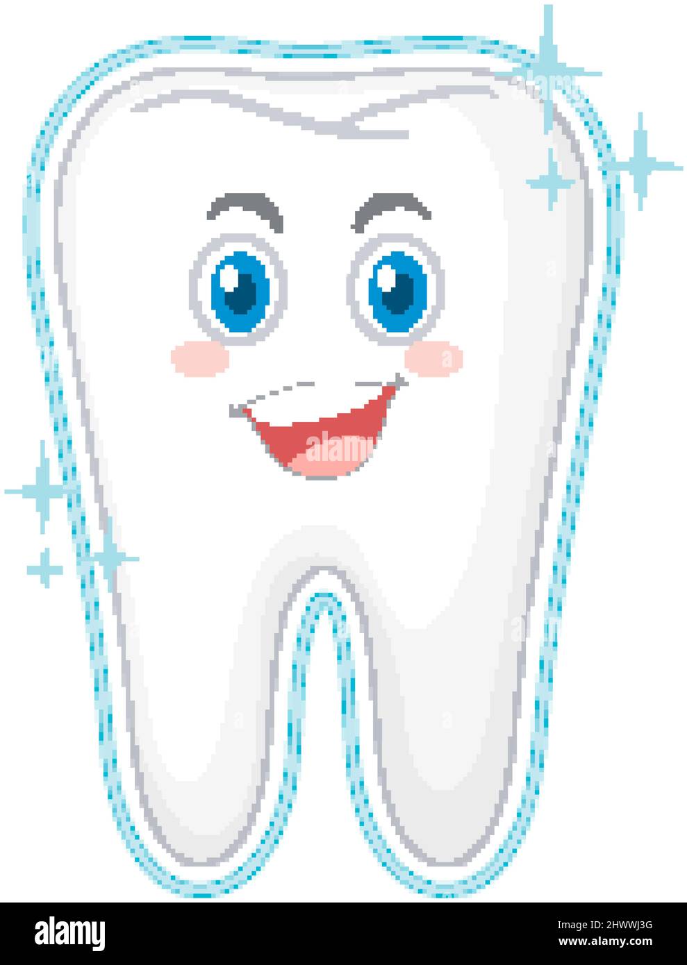 Happy strong tooth in gum on white background illustration Stock Vector ...